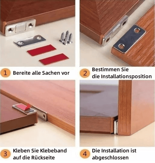 InvisiLock™ | Ultradünne Unsichtbare Schranktürmagnete (4er-Satz) – Sundas